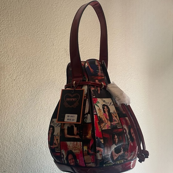 Bags | New Diophy Michelle Obama Collage Balloon Bag Red | Poshmark